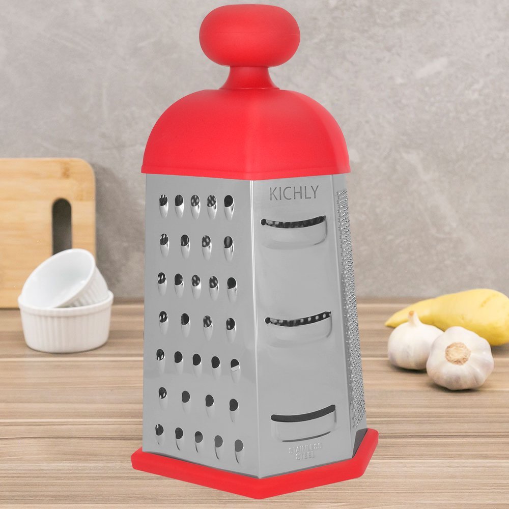 Ralador de Legumes Aço Inox Grande 6 Faces Ergonômico 25cm:Vermelho ...