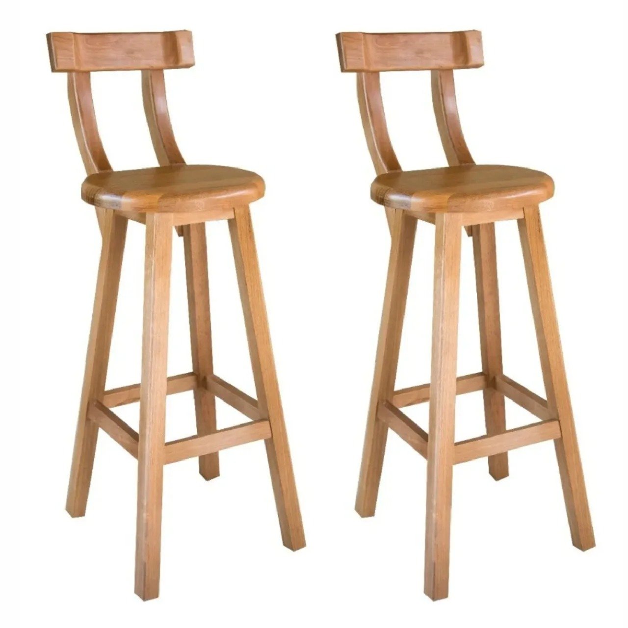 Kit 2 Banquetas / Banco Alto De Madeira Rústica Com Encosto ...