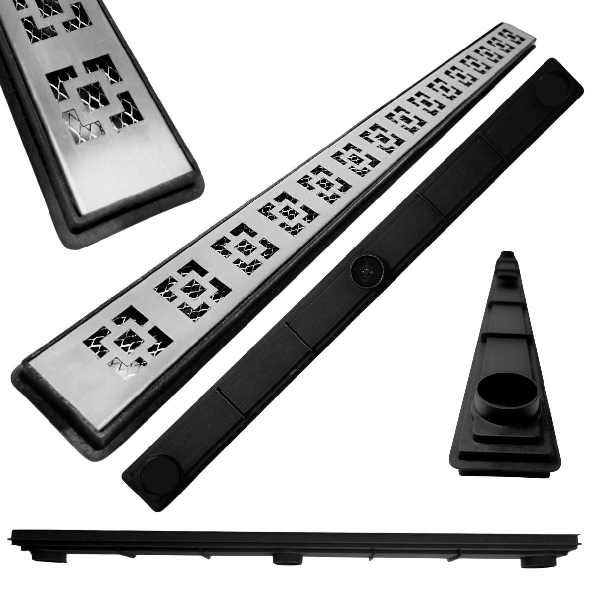 Ralo Linear 5x70 Dubai Inox 304 Coletor Preto Raso 3cm Banheiro Box ...