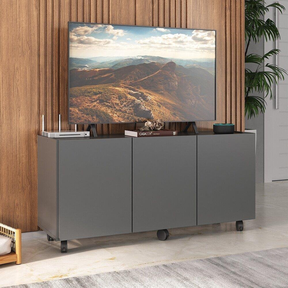 Rack para Tv até 32 Polegadas com 3 Portas e Rodízios Multimóveis ...