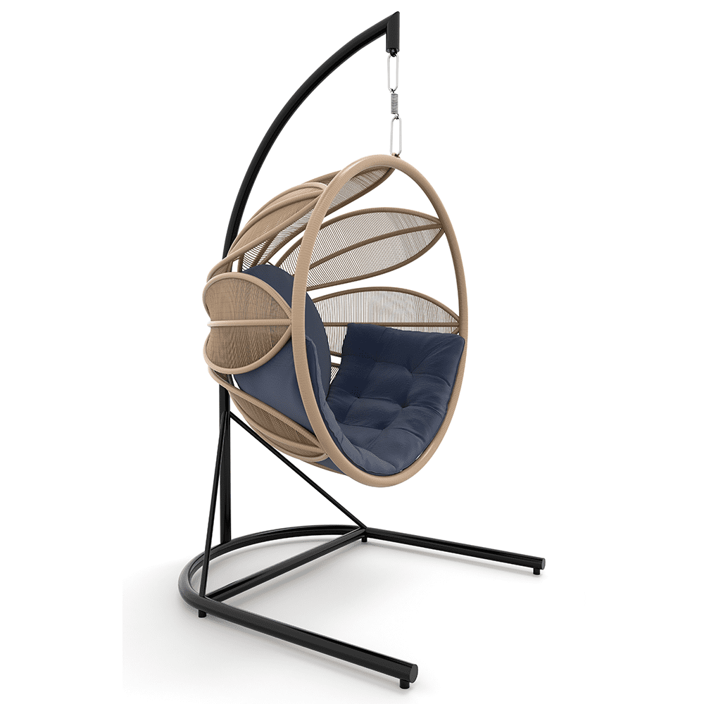 Balanço Flor em Corda Náutica Areia - Tecido Duna Marinho | MadeiraMadeira