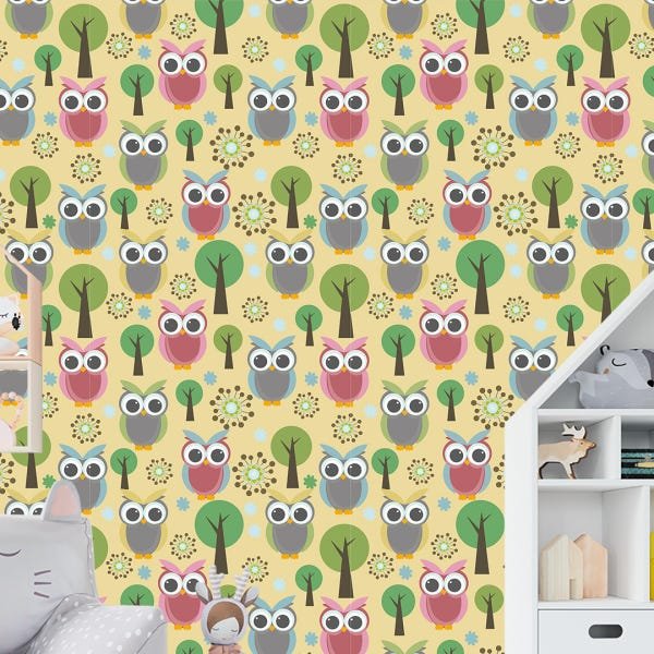 Papel de Parede Adesivo Infantil Corujinhas - 093 | MadeiraMadeira