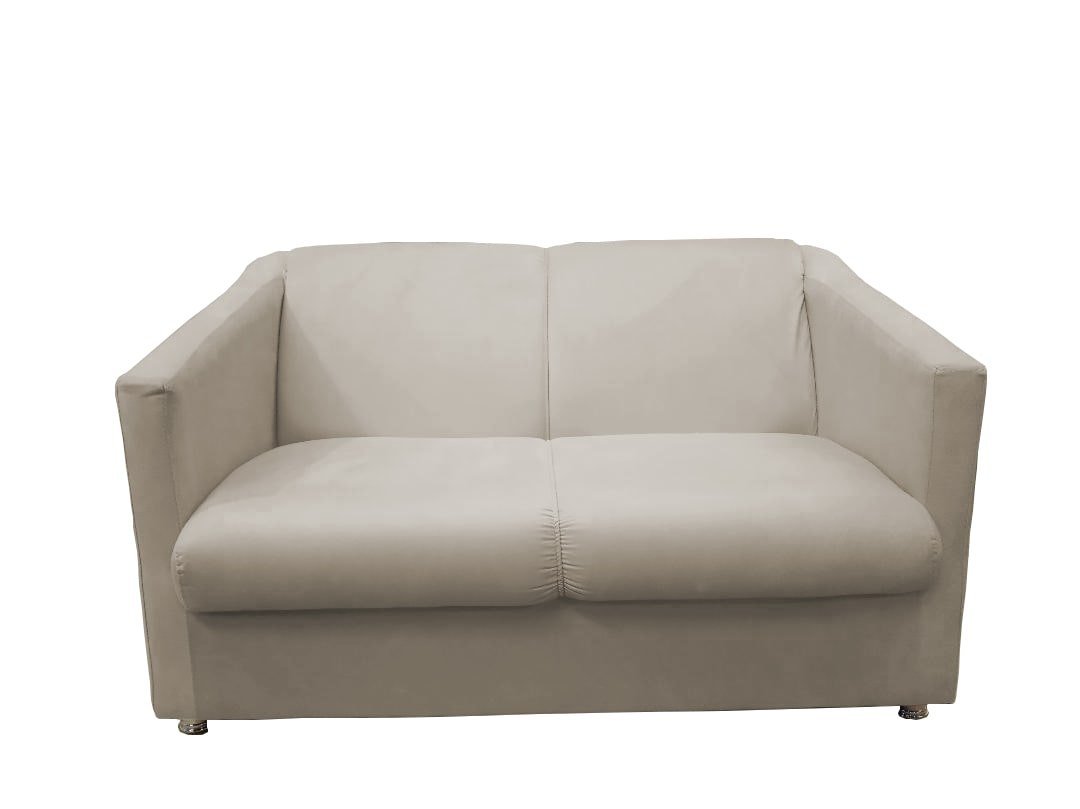Namoradeira Decorativa Biane Couro Bege 2 Lugares Pés Cromado Ms Decor ...