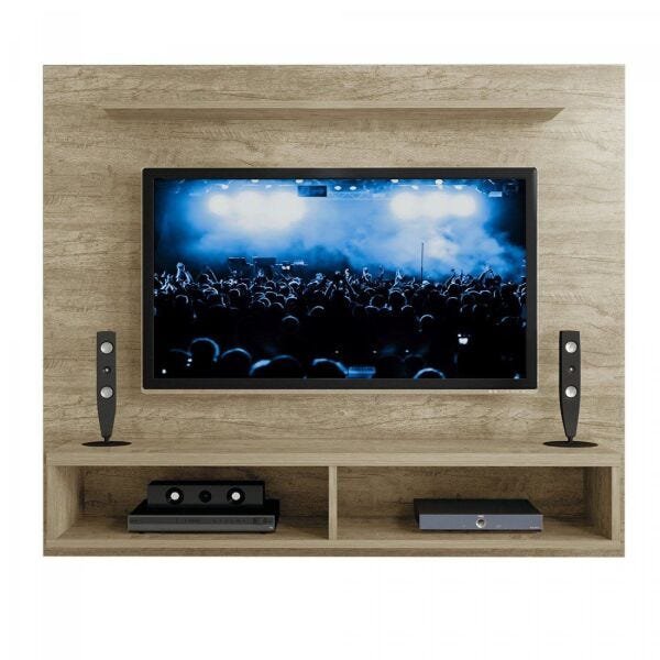 Painel Topázio para TV até 50 Polegadas com Nicho Mavaular - Carvalho Prata | MadeiraMadeira