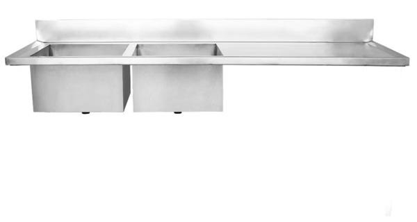 Tampo Pia Aço Inox Industrial com Duas Cubas 50x40x25cm (Esquerdo ...