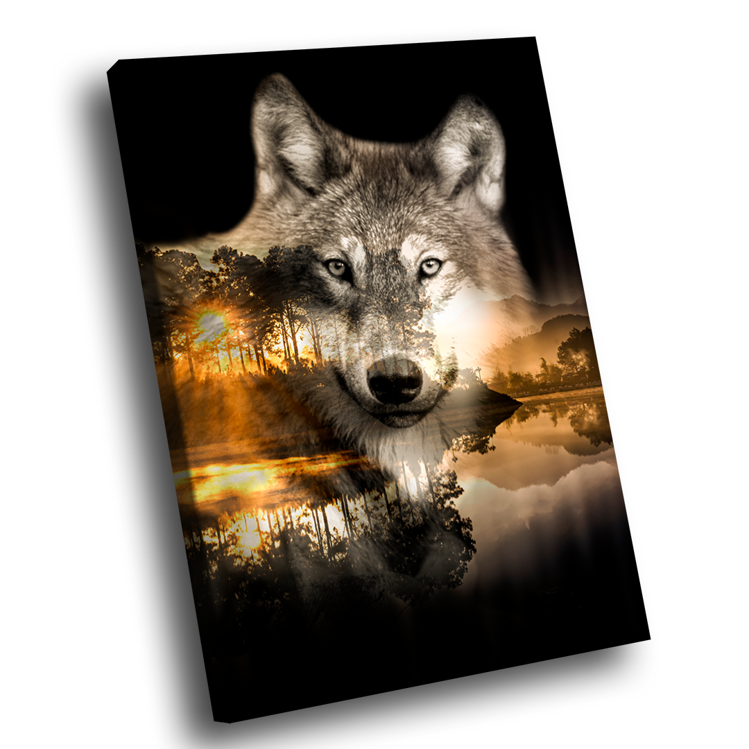 Quadro Lobo Natureza -- BR ARTES Grande 118x78 | MadeiraMadeira