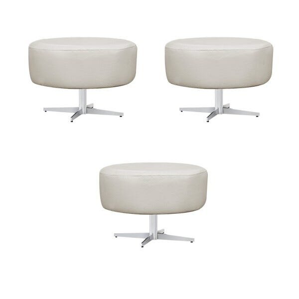 Kit 3 Puffs Sofia Base Giratória Metal Suede Bege | MadeiraMadeira