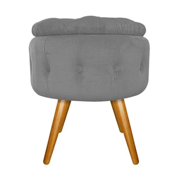 Puff Londres Baú Palito Mel Suede Cinza | MadeiraMadeira