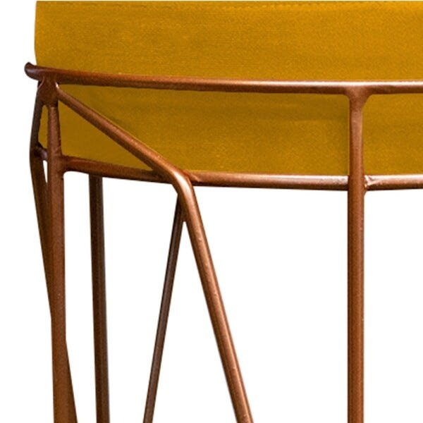 Kit 2 Puffs Redondo Aramado Íris Suede Mostarda | MadeiraMadeira