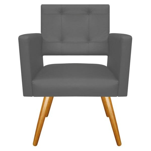 Kit 2 Poltronas Gênesis e Puff Sofia Palito Mel Corano Cinza - Doce Sonho Móveis | MadeiraMadeira