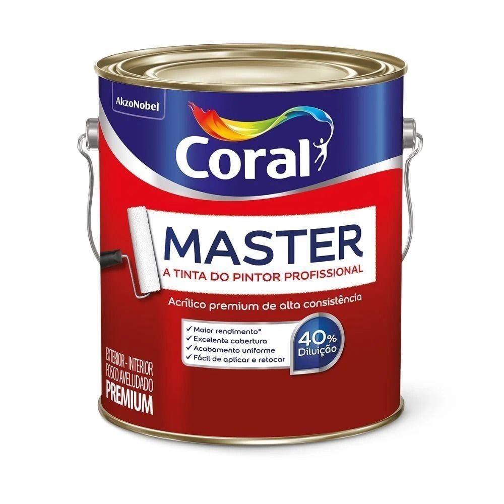Tinta Acrílica Premium Master 3,2l Base P Fosco Coral | MadeiraMadeira