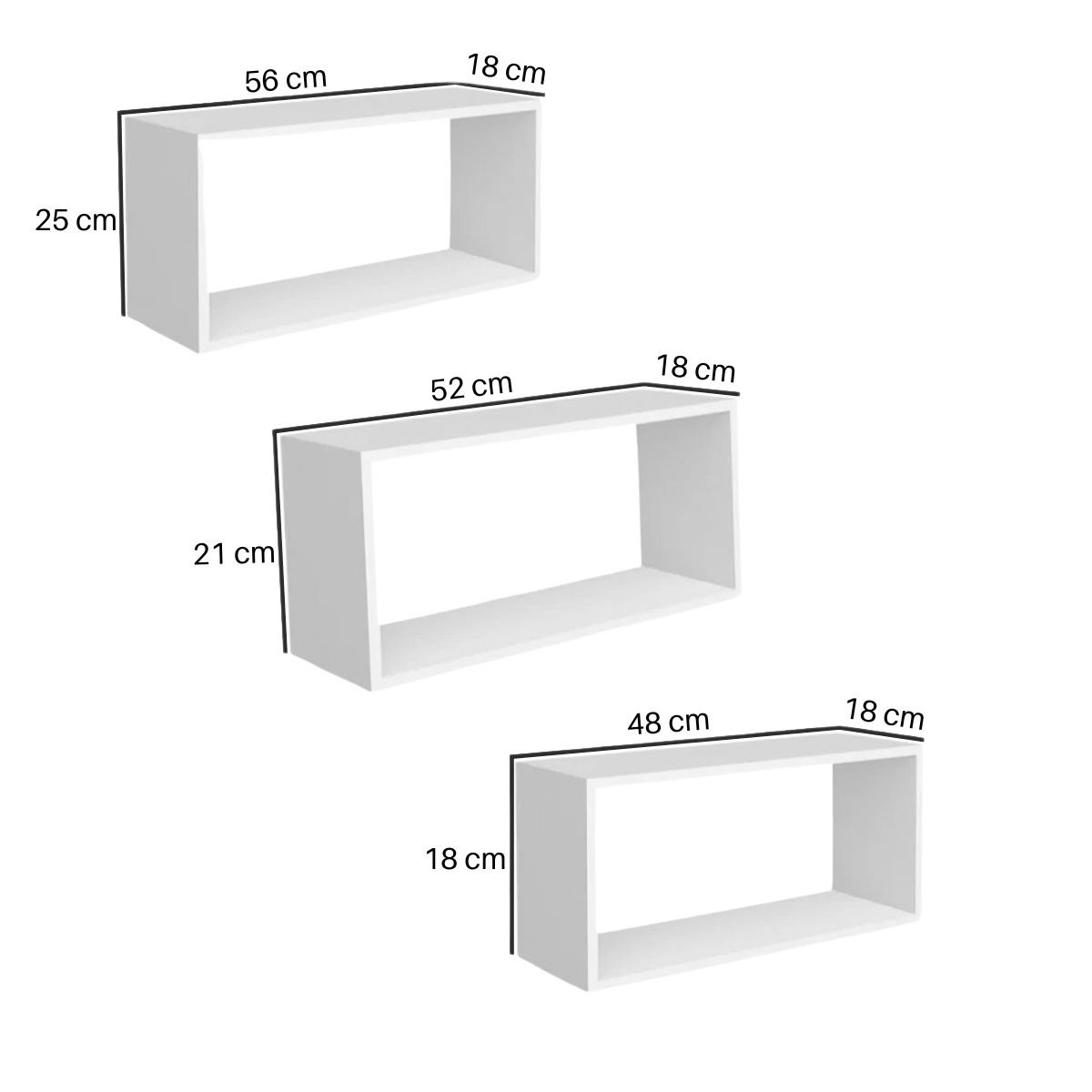 Kit 03 Nichos Retangular MDF | MadeiraMadeira