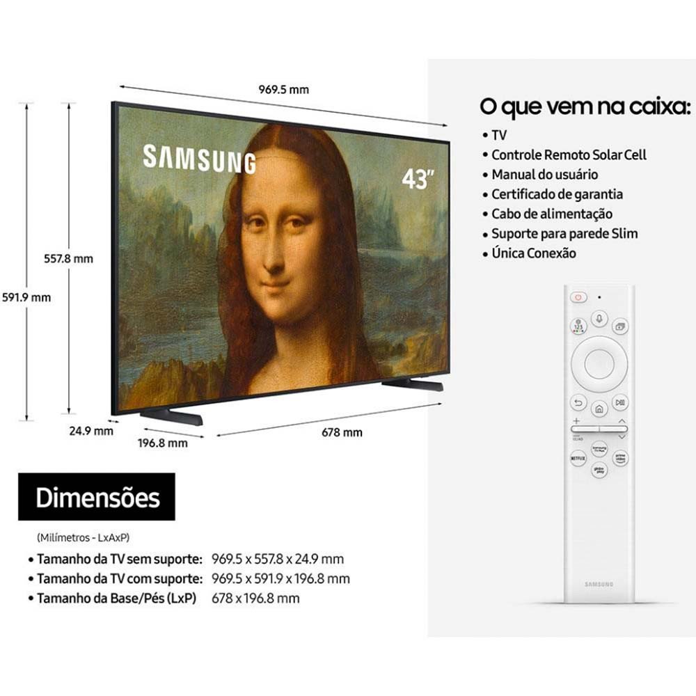 Smart Tv 43 Polegadas QLED 4K The Frame 43LS03B Samsung | MadeiraMadeira