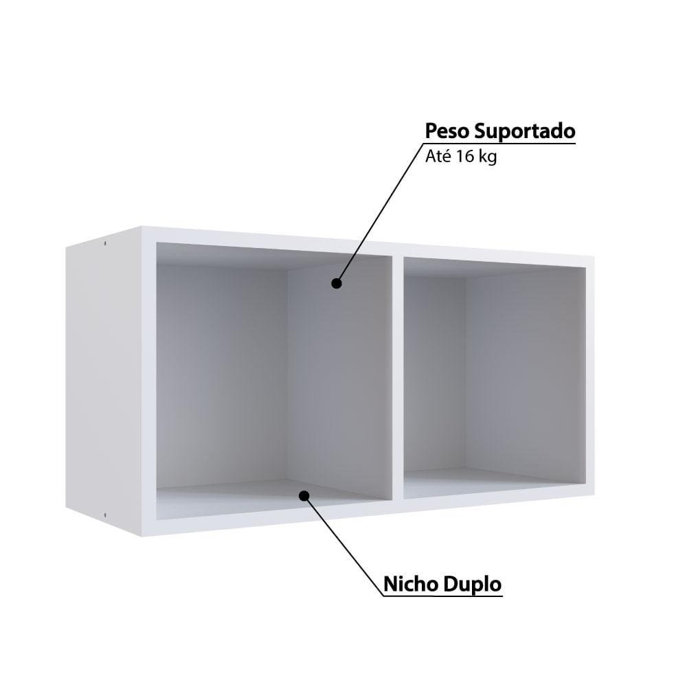 Nicho Duplo Retangular de Parede Favo de Mel - Branco | MadeiraMadeira