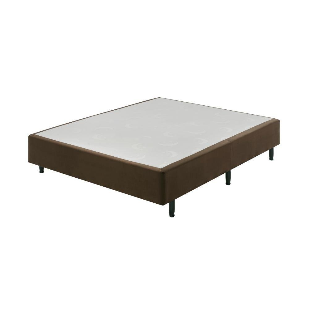 Base Para Cama Box Casal Ecoflex Somie Veludine Marrom | MadeiraMadeira