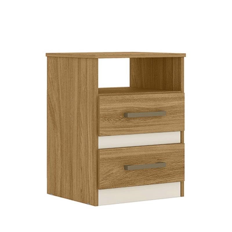 Mesa de Cabeceira Apolo Color Flex com 2 Gavetas Freijó/Off White - PR ...