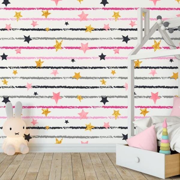 Papel de Parede Infantil Estrelas Adesivo Lavável C4174 | MadeiraMadeira