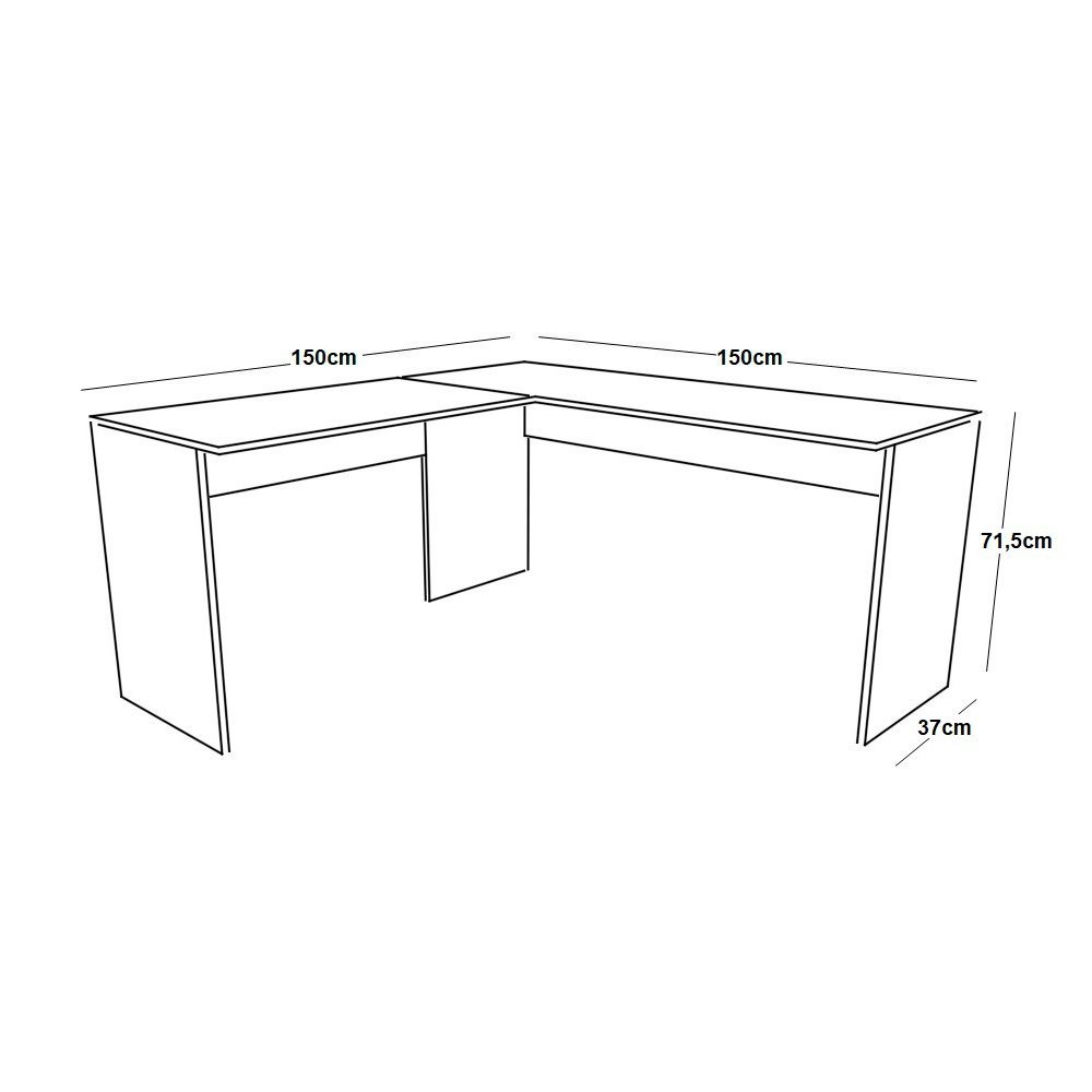 Mesa em L para escritório 150cm Cor: Legno Salinas com Branco ...