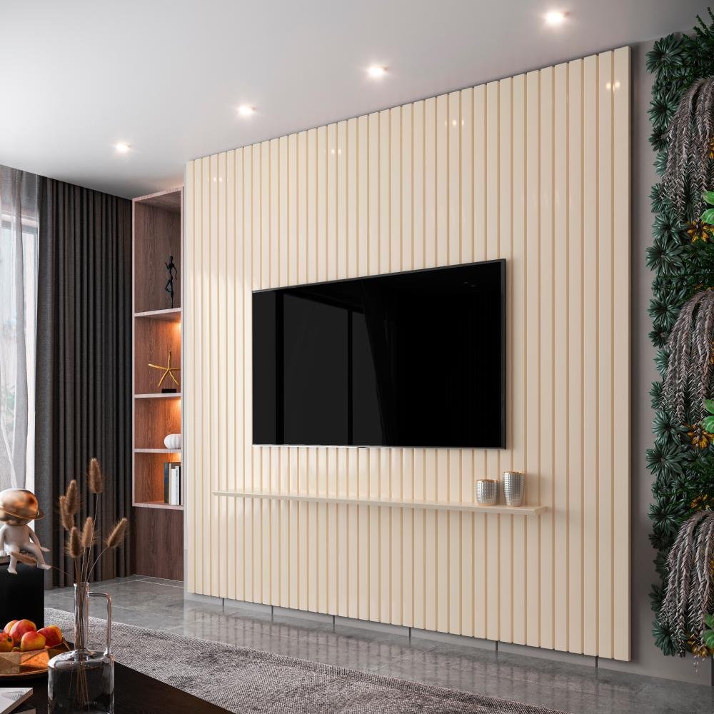 Painel Ripado para TV Até 75 Polegadas Intense 225cm Cor:Off White ...