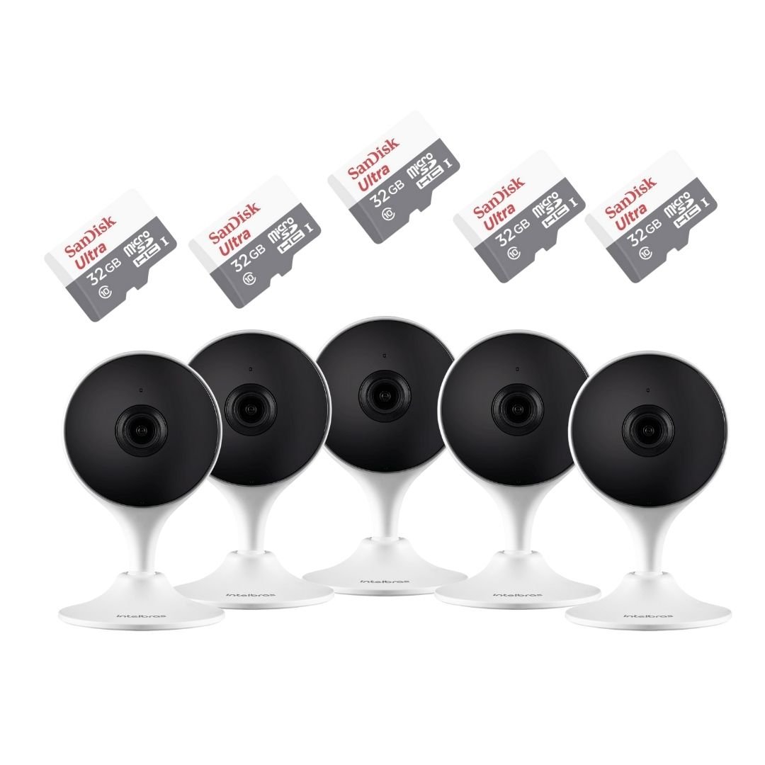 Kit 5 Câmeras IP Full HD IM3 Mibo Intelbras + SD 32GB Ultra ...