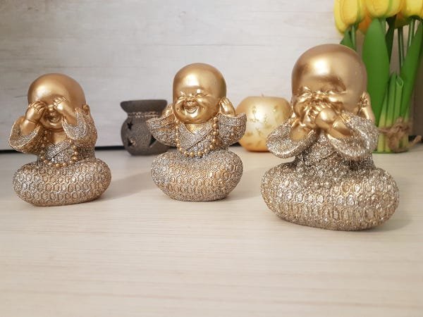 Trio De Buda Bebê Cego Surdo Mudo Baby Buda Estatueta 9 cm | MadeiraMadeira