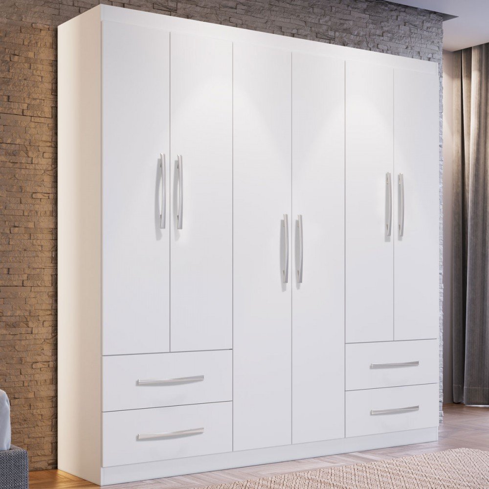 Guarda-Roupas Casal Dublin 6 Portas 4 Gavetas Branco - Doripel ...