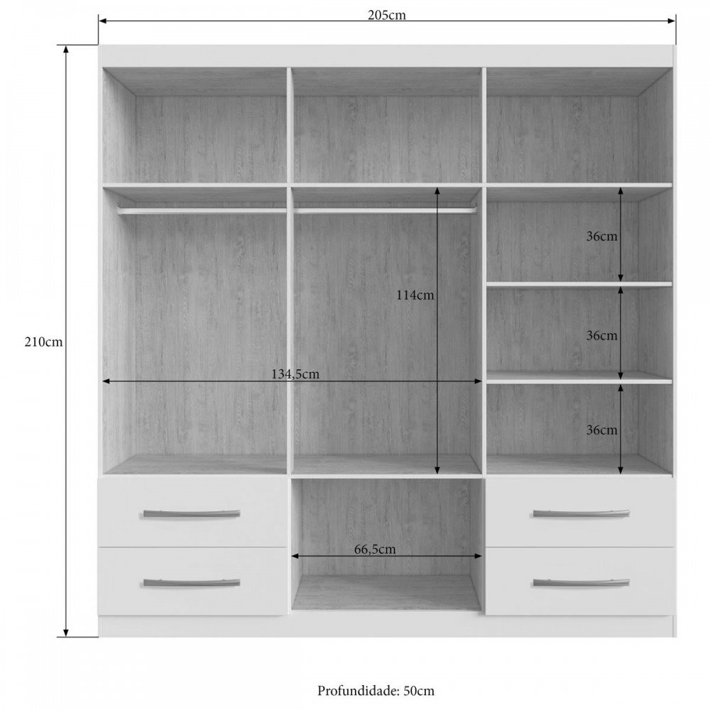 Guarda-Roupas Casal Dublin 6 Portas 4 Gavetas Branco - Doripel ...