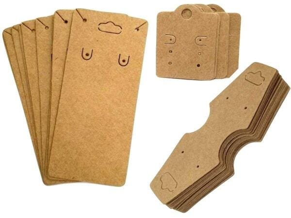 Kit 300 Peças Tag Para Bijuterias 3 Modelos Kraft | MadeiraMadeira