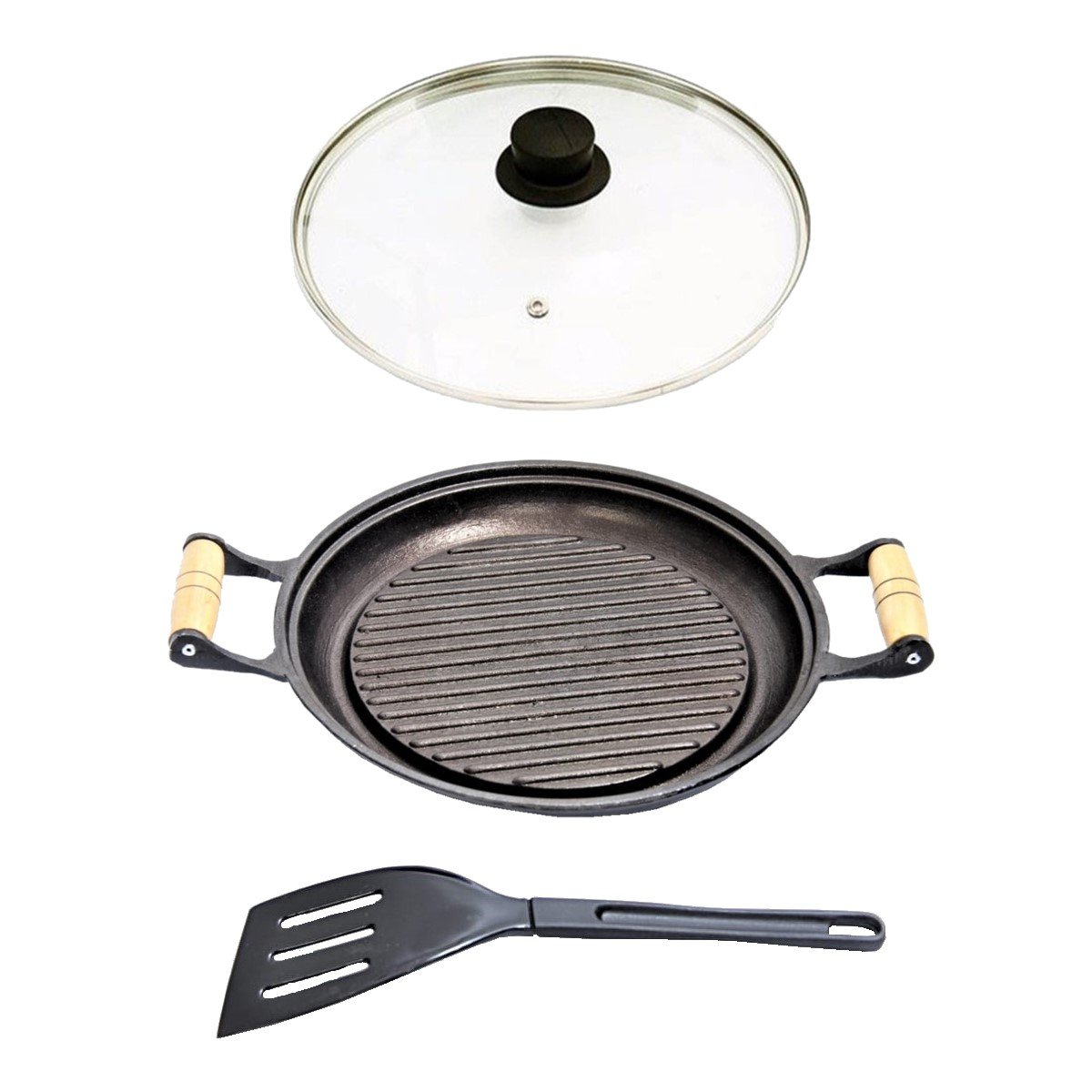 Chapa Grill Redonda Antiaderente Alça T/V 23x23cm e Espátula ...