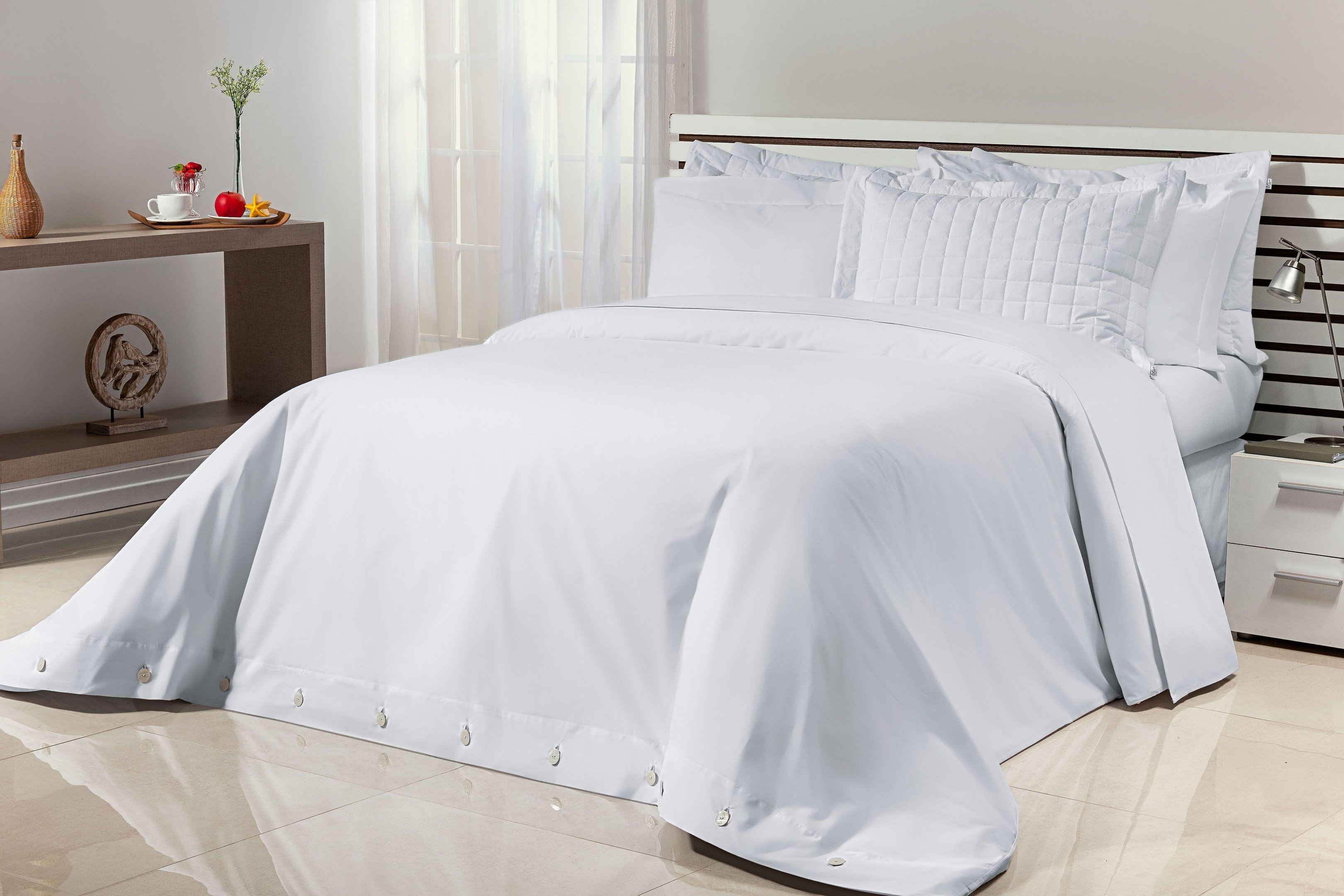 Capa de Edredom King Duvet 100% Algodão 200 Fios Glass:branco ...