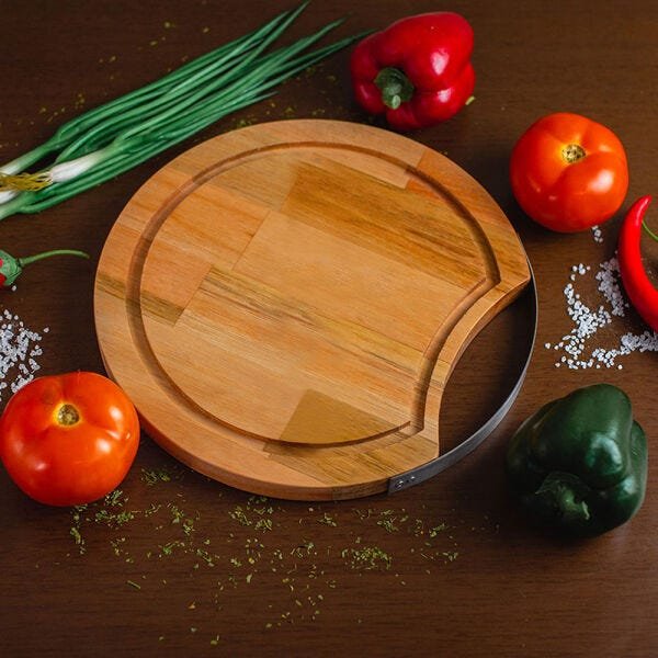 Tábua Madeira Liptus com Alça Inox 20x2cm | MadeiraMadeira