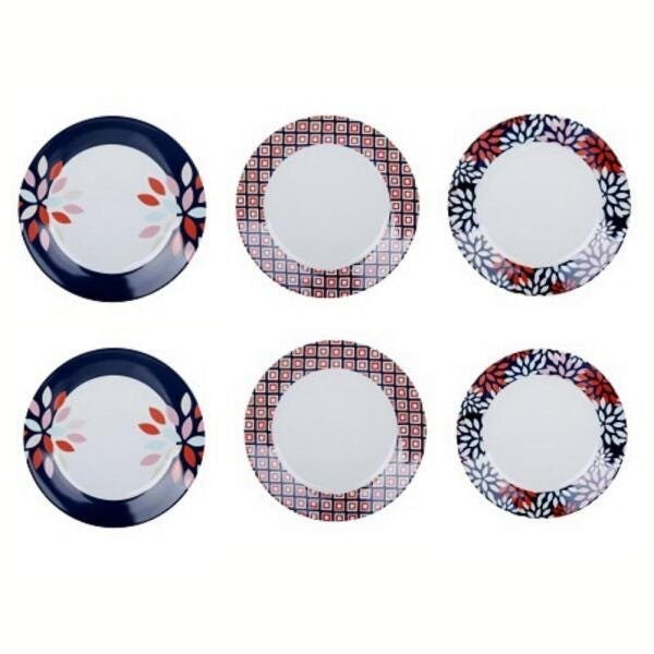 Jogo 6 Pratos Porcelana Raso Jantar 27Cm Sabrina Casambiente ...