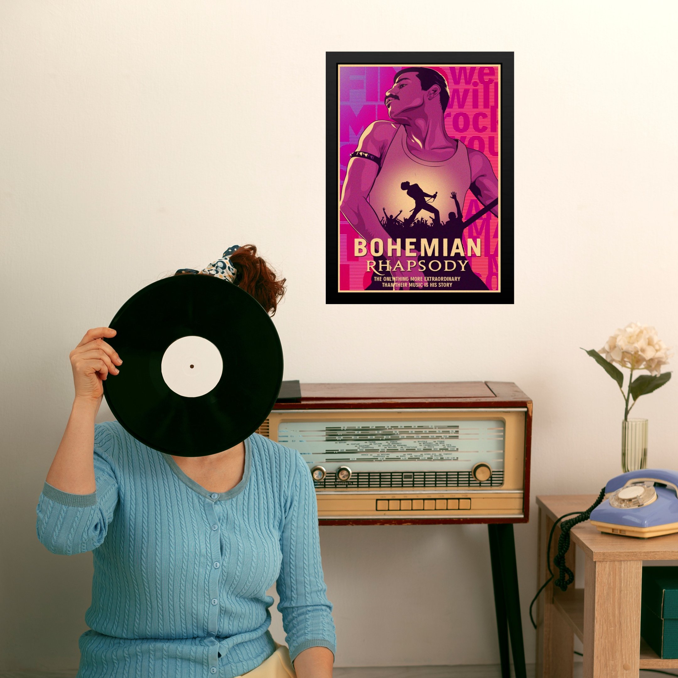 Quadro Bohemian Rhapsody Poster 33x24cm:moldura Preta | MadeiraMadeira