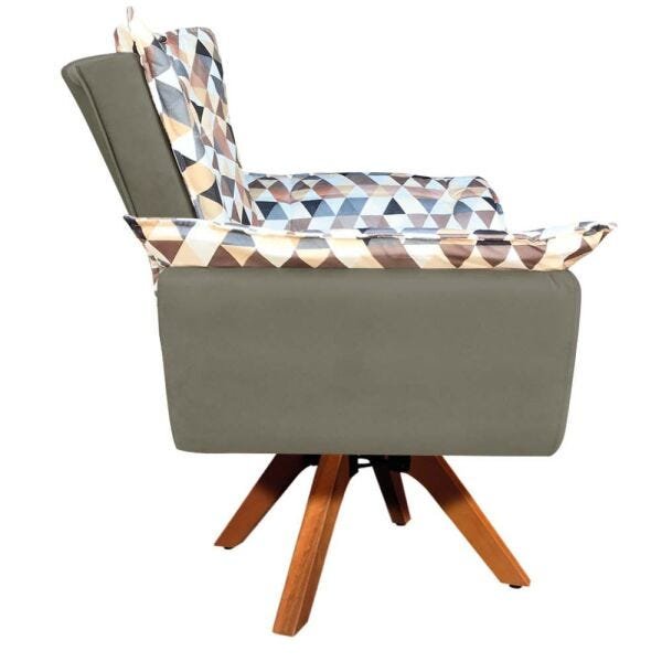 Poltrona com Puff Opala Giratório D87 com Suede Base Madeira Mm30 - Marrom Rato | MadeiraMadeira