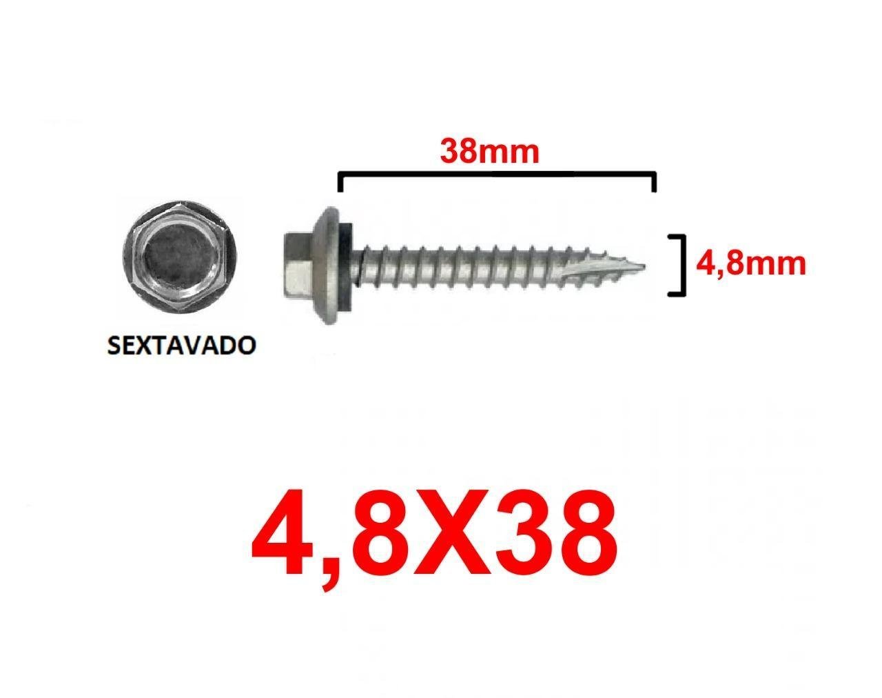 Parafuso Telha Sanduiche Sextavado 4.8X38 100 Unidades | MadeiraMadeira