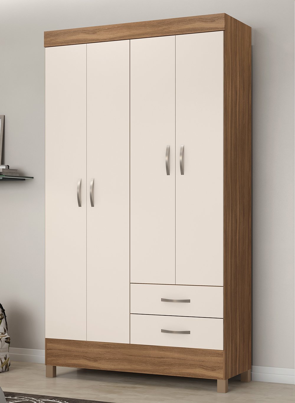 Guarda Roupa Roupeiro Solteiro 42860 04 Portas 02 Gavetas Astro ...