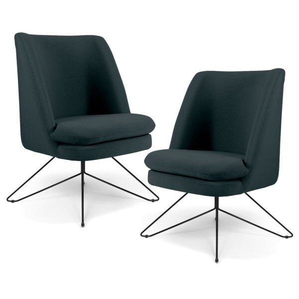 Kit 2 Poltronas Decorativas Base Orby Pérsia C-465 Linho Chumbo - Domi ...