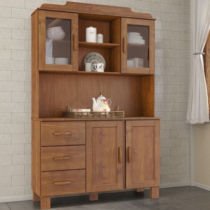 Cristaleira 4 Portas 3 Gavetas 122 Cm 1289 Castanho Milani Store ...