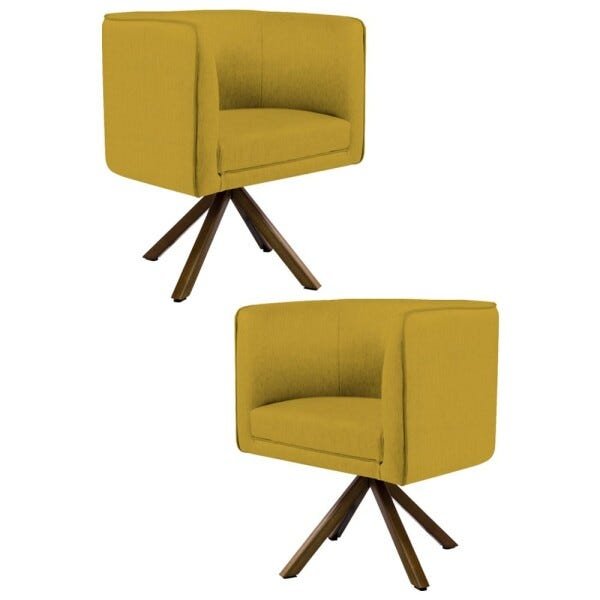 Kit 2 Poltronas Decorativas Base Giromad Madeira Betina B-279 Veludo ...