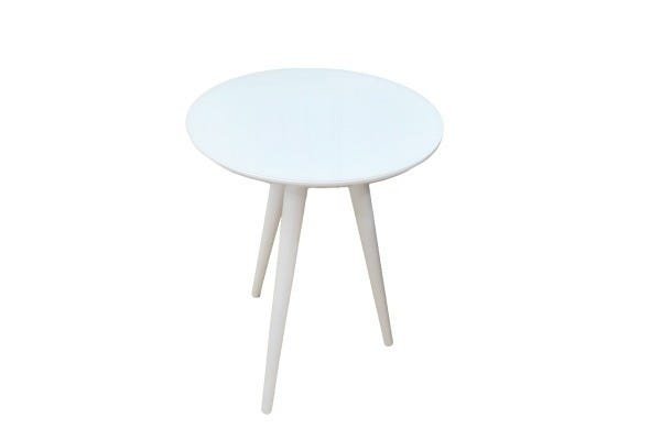 Mesa de Canto Toda Branca com Vidro Decoraper | MadeiraMadeira