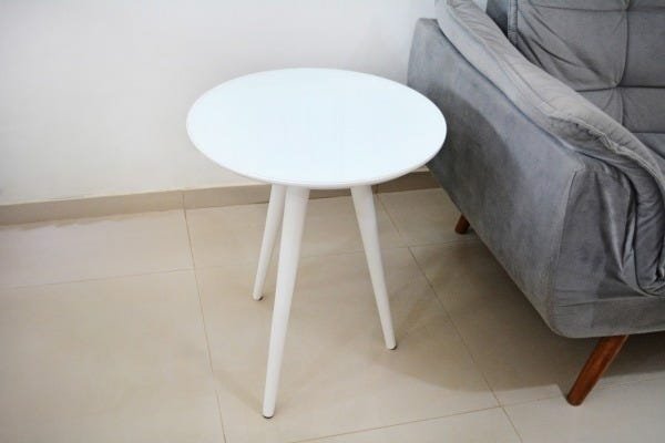 Mesa de Canto Toda Branca com Vidro Decoraper | MadeiraMadeira