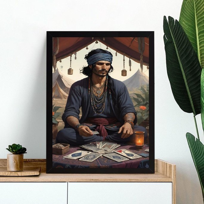 Quadro Homem Cigano - Tarot 45x34cm - com Vidro:moldura Branca ...