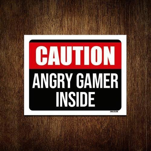 Kit 3 Placas Decorativa - Caution Angry Gamer Inside | MadeiraMadeira