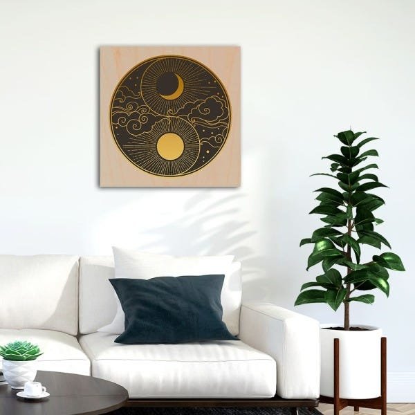 Quadro Sol e Lua 40x40 | MadeiraMadeira