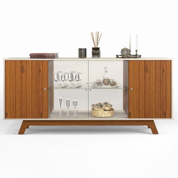 Balcão Buffet Aparador para Sala de Jantar Grace D04 Telha/Creme | MadeiraMadeira