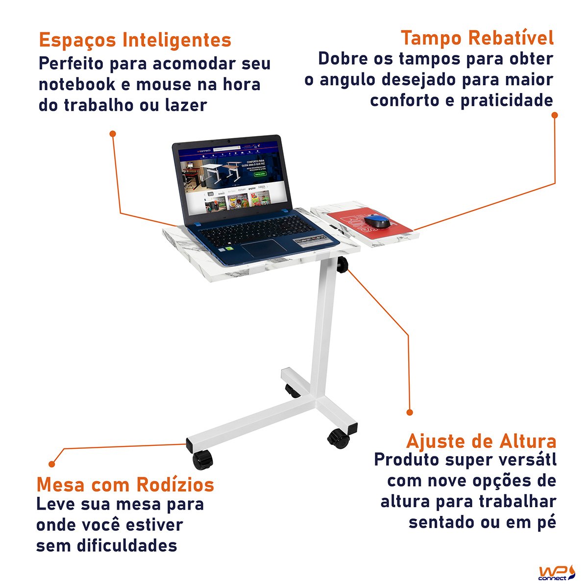 Mesa Notebook Lateral de Cama Sofá e Poltrona Com Regulagem MDF ...