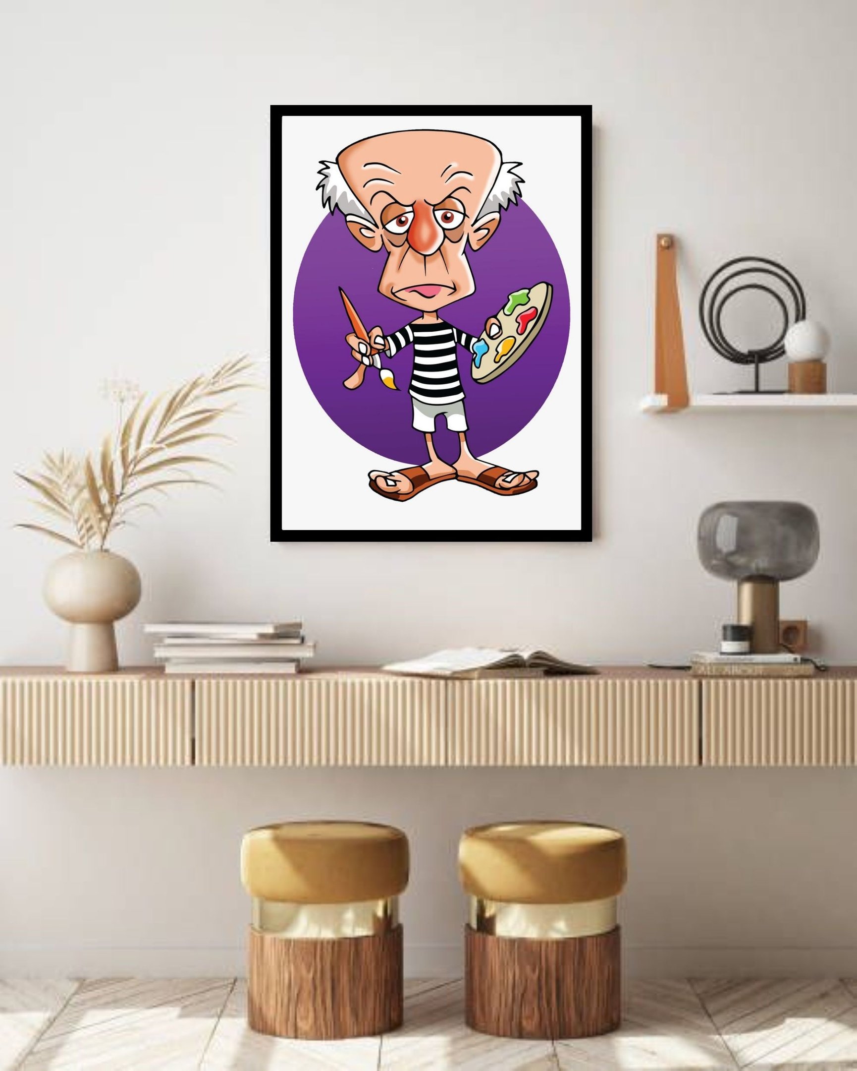 Quadro Decorativo Picasso Cartoon - 70x50cm:moldura Branca | MadeiraMadeira