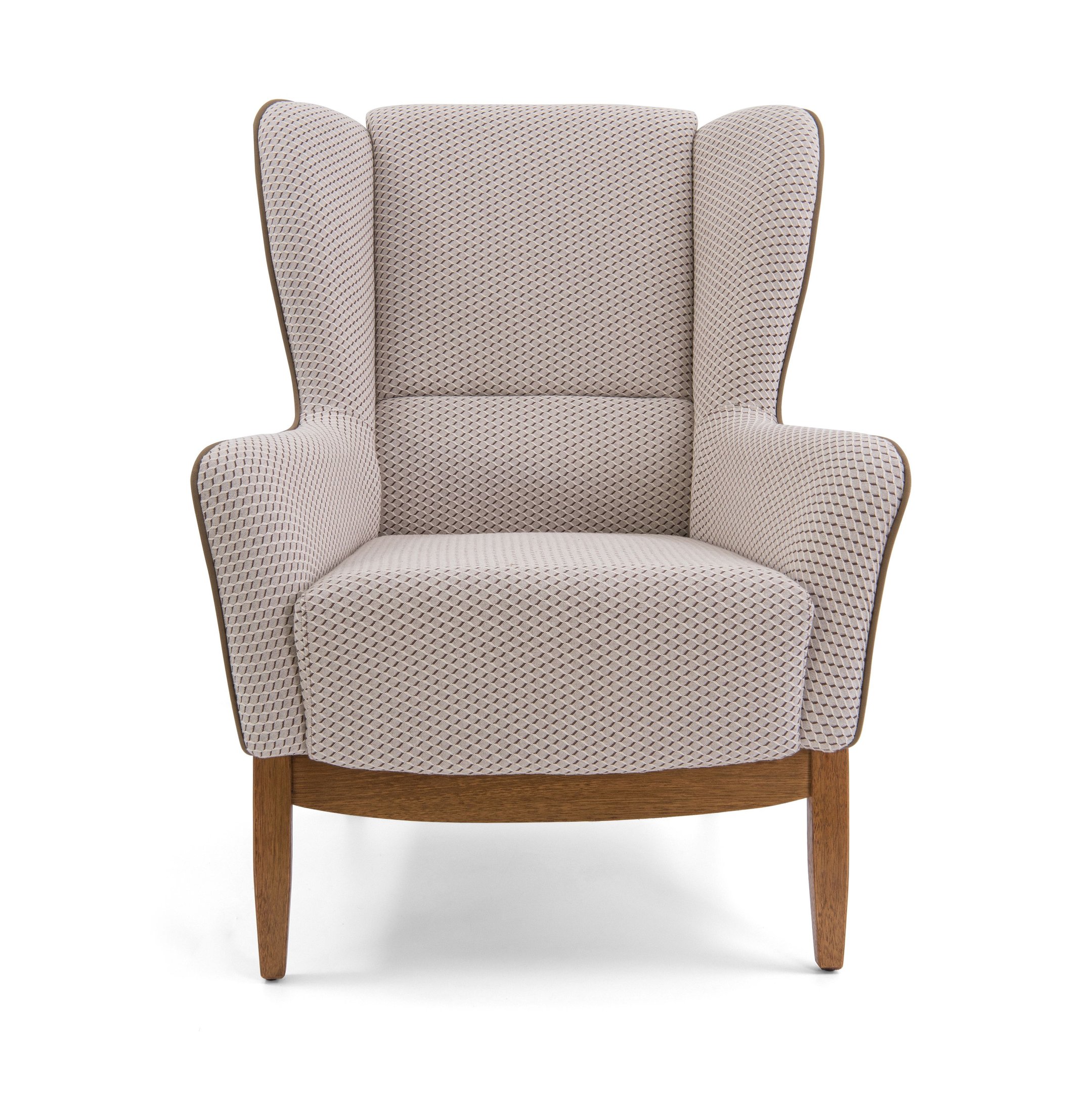 Poltrona Dekorien Milena Jacar Creme Marrom Alto Acabamento | MadeiraMadeira