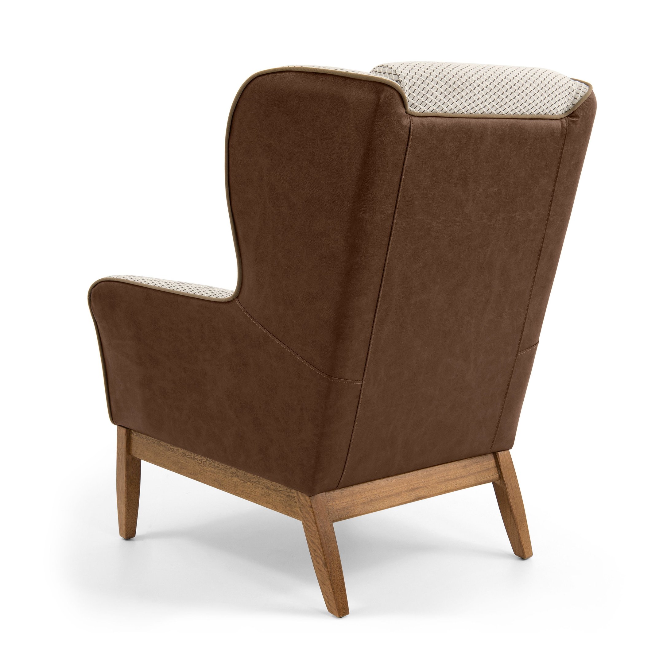 Poltrona Dekorien Milena Jacar Creme Marrom Alto Acabamento | MadeiraMadeira