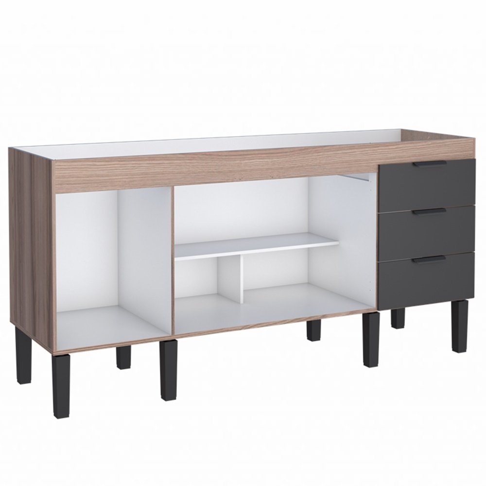 Gabinete em Madeira Flamingo Cozinha 1,80 Tamarindo Preto Cozimax ...